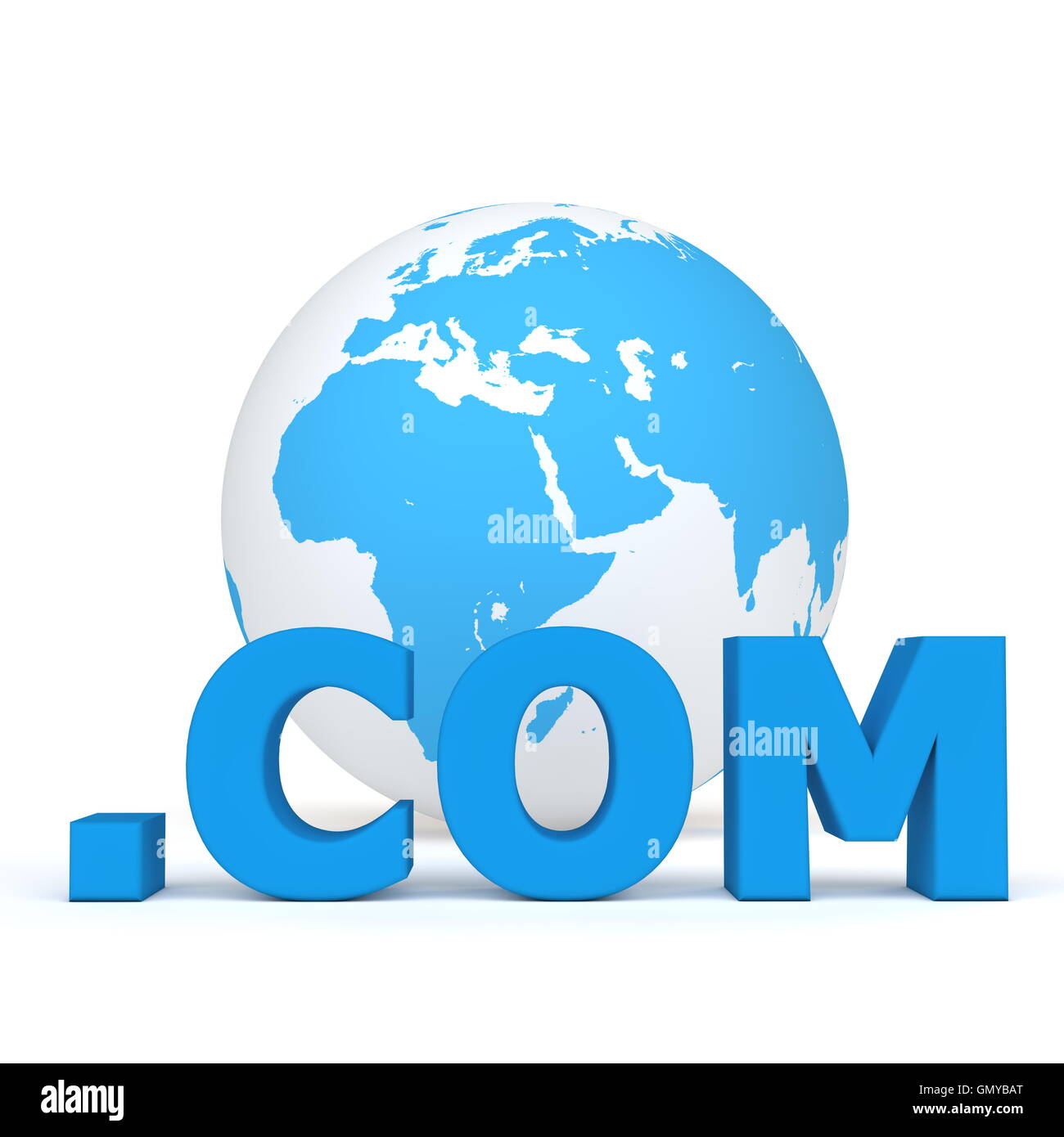 Top-Level Domain - Dot Com in Fron of the World Stock Photo - Alamy