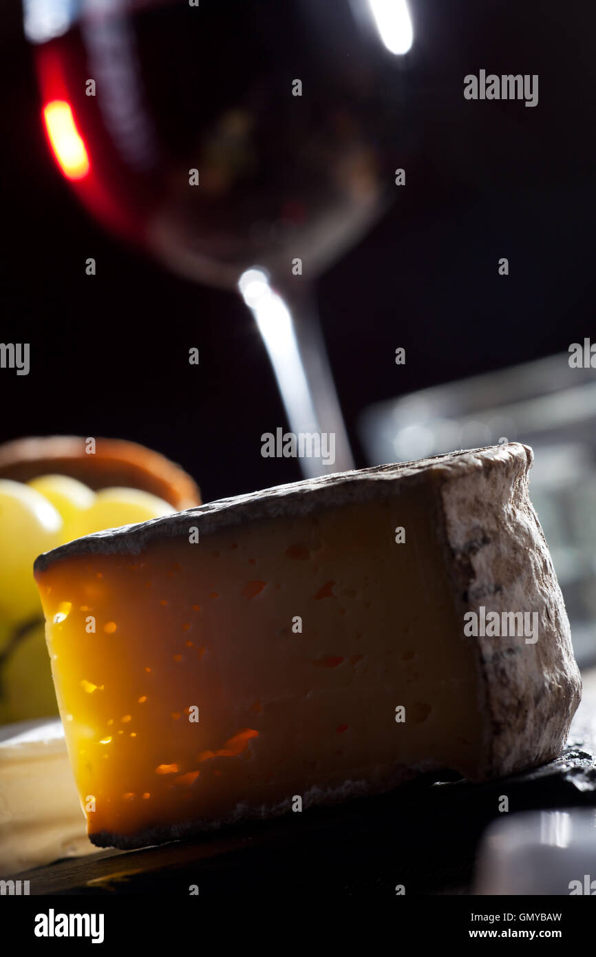swiss cheese and red wine Stock Photo - Alamy