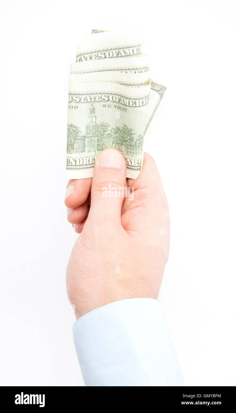 Money in hand, isolated on white background Stock Photo - Alamy