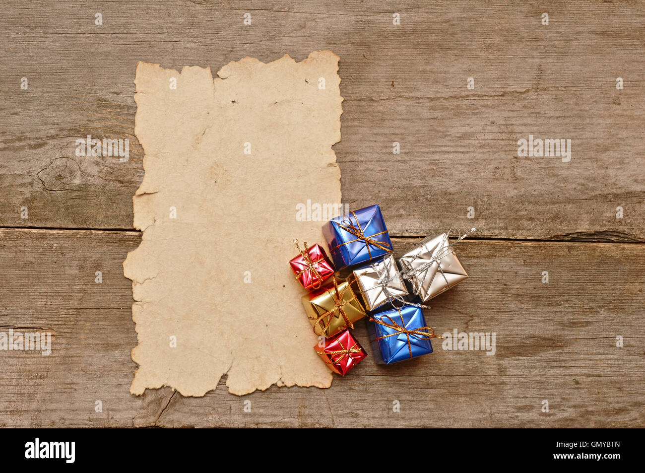 colorful gifts on old paper Stock Photo - Alamy