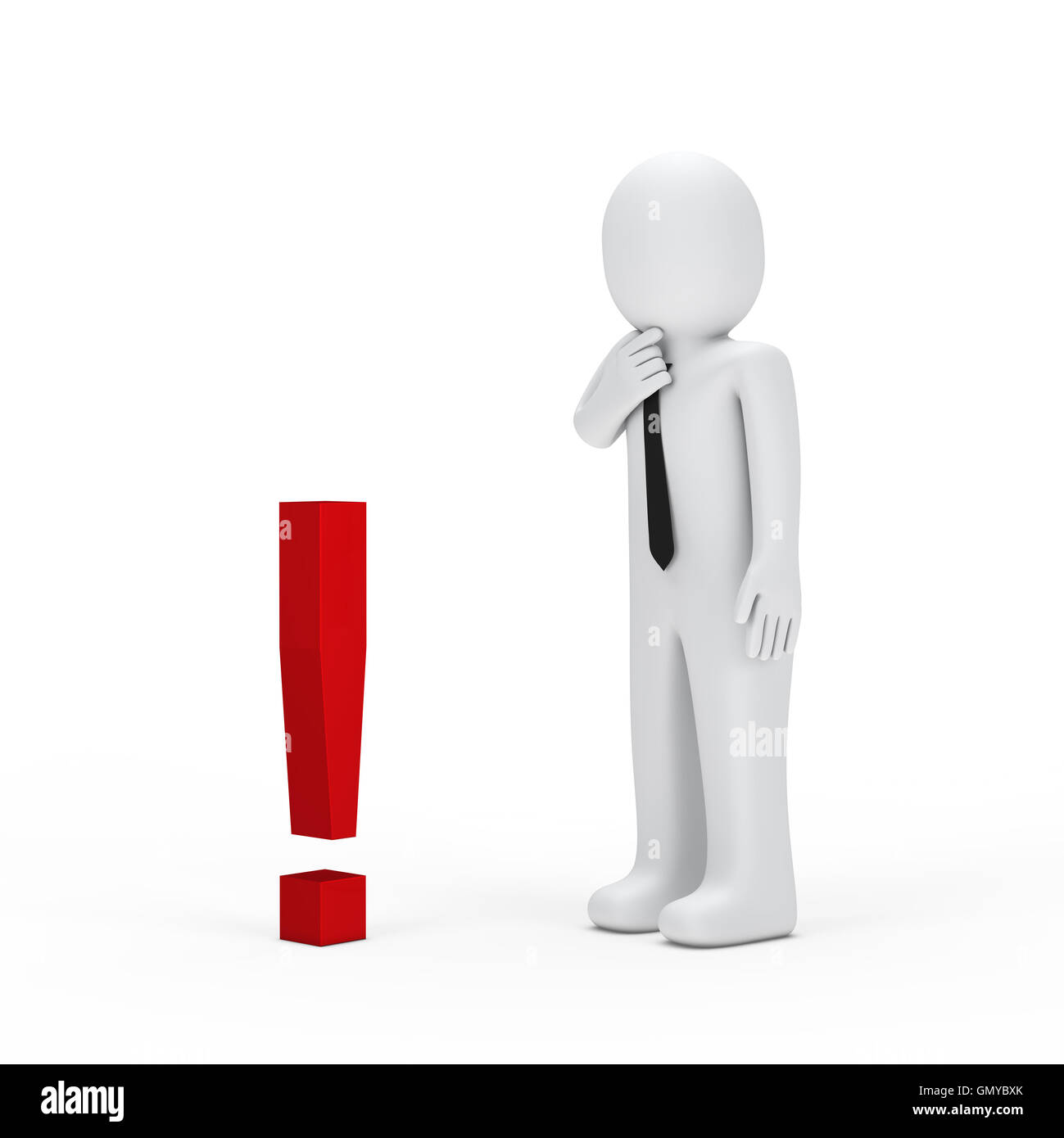 3d businessman for small red exclamation mark hi-res stock photography ...