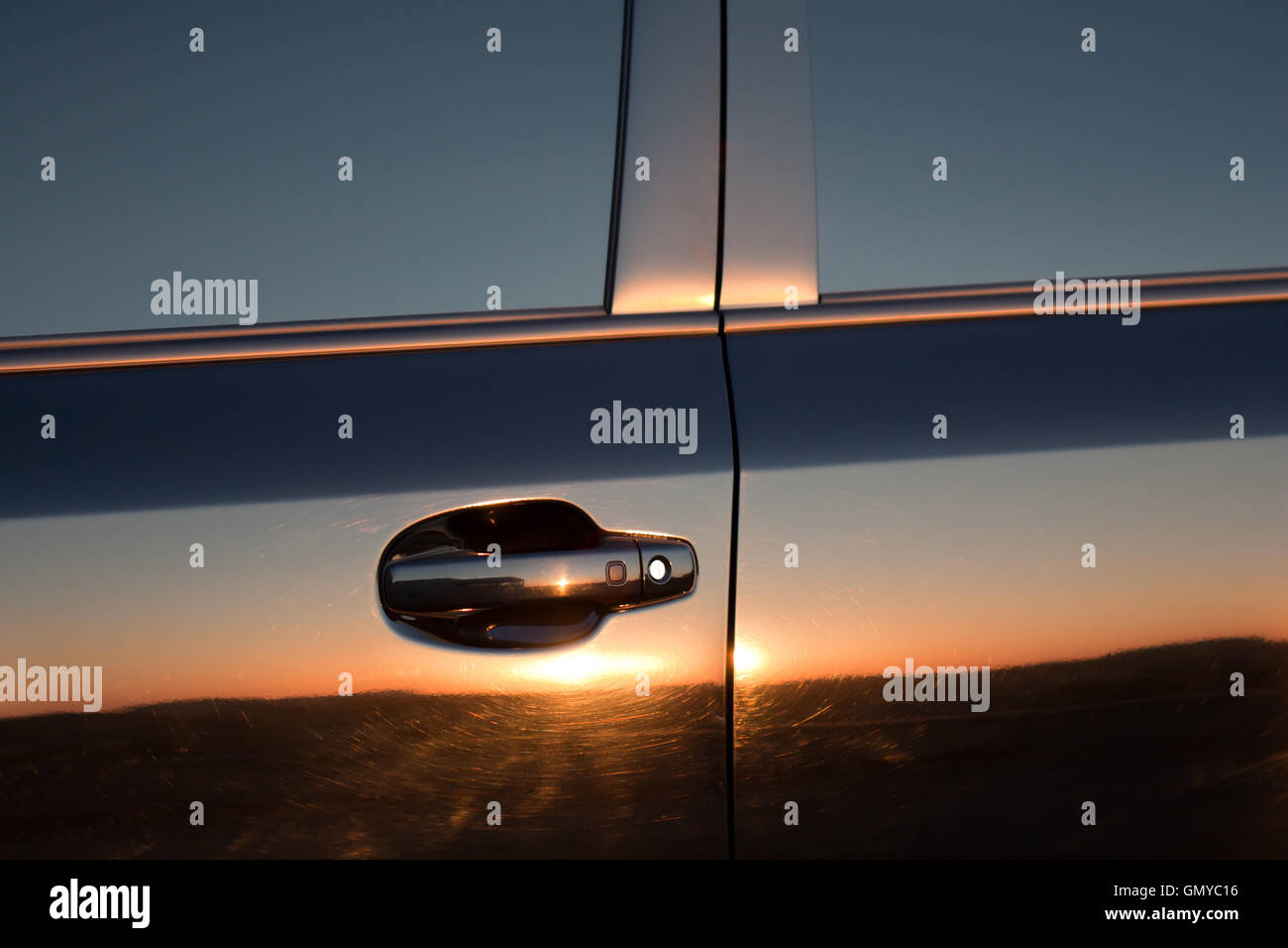 Car sunset reflection Stock Photo - Alamy