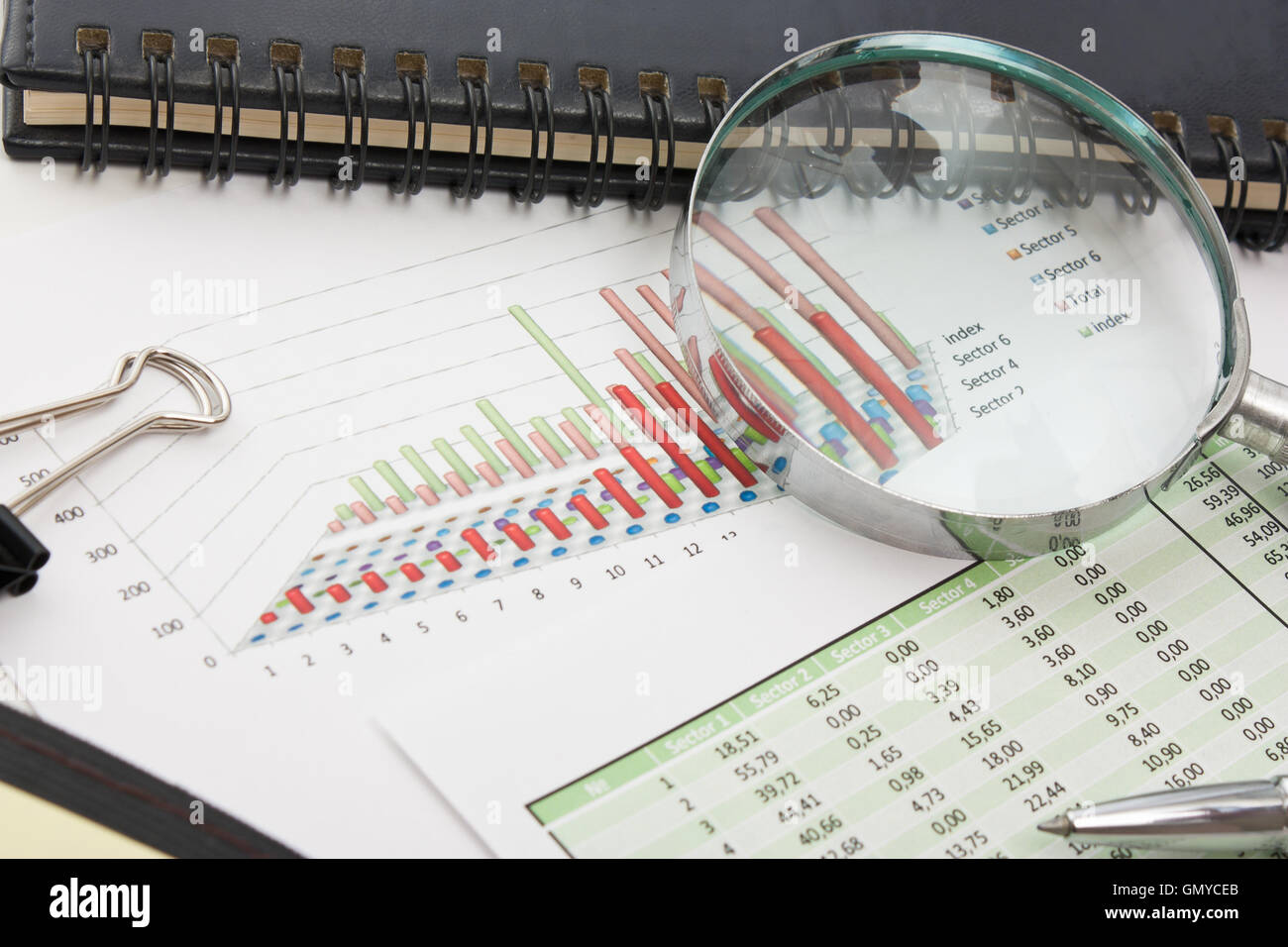 Graphs tables and documents Stock Photo - Alamy