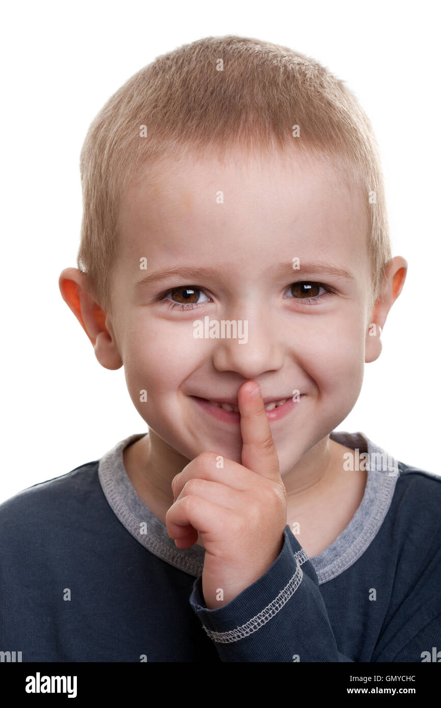 Finger silence sign Stock Photo - Alamy