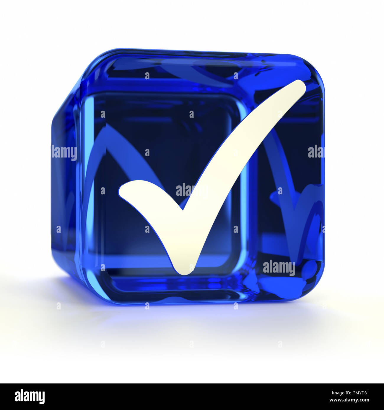 Blue Check Mark Icon Stock Photo - Alamy