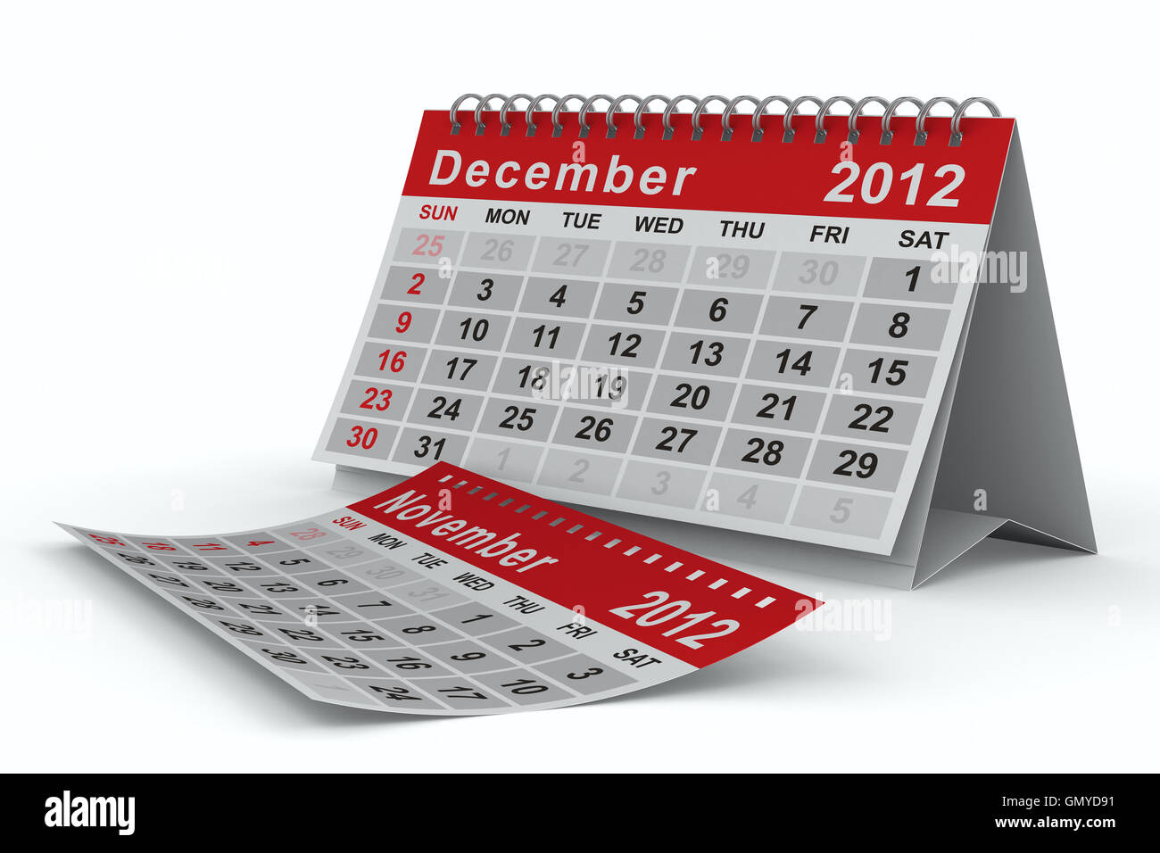 2012 year calendar. December. Isolated 3D image Stock Photo - Alamy