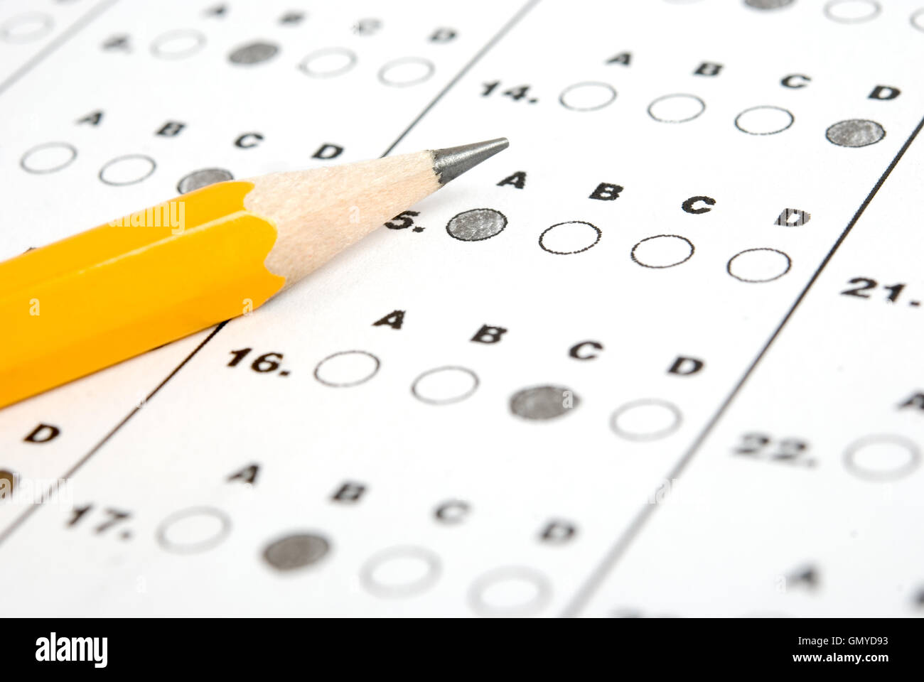 Test score sheet with answers Stock Photo - Alamy