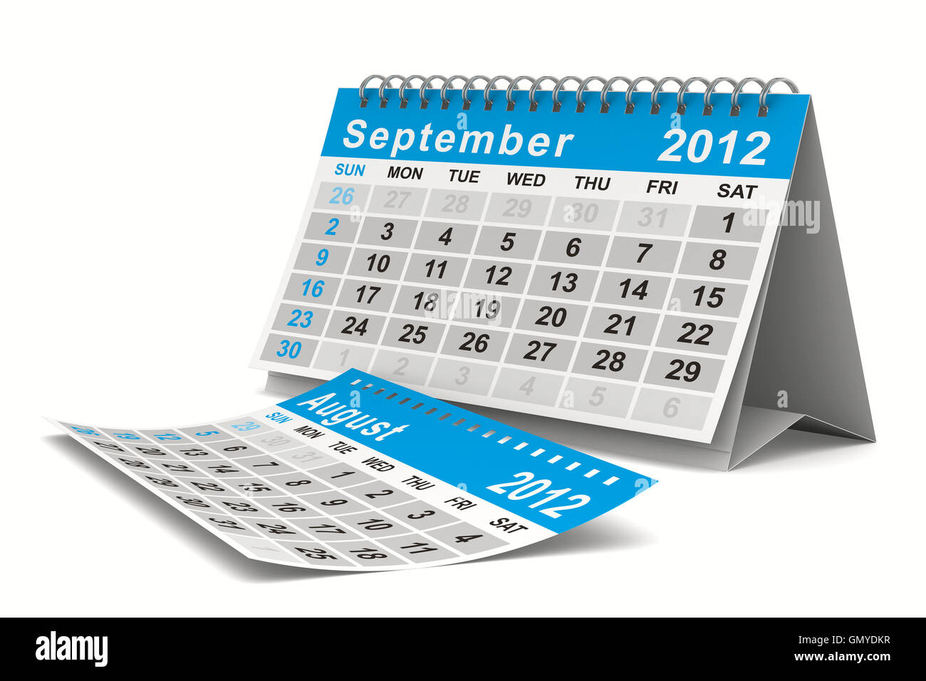 2012 year calendar. September. Isolated 3D image Stock Photo - Alamy