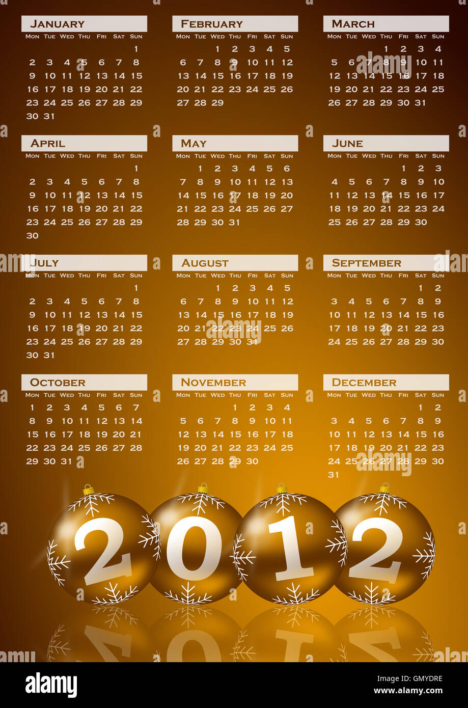 2012 calendar hi-res stock photography and images - Alamy