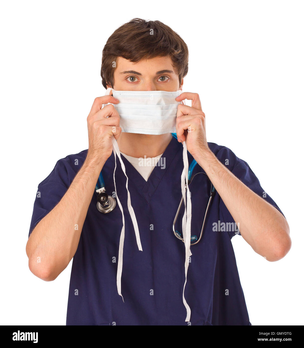 Young doctor putting on mask Stock Photo - Alamy