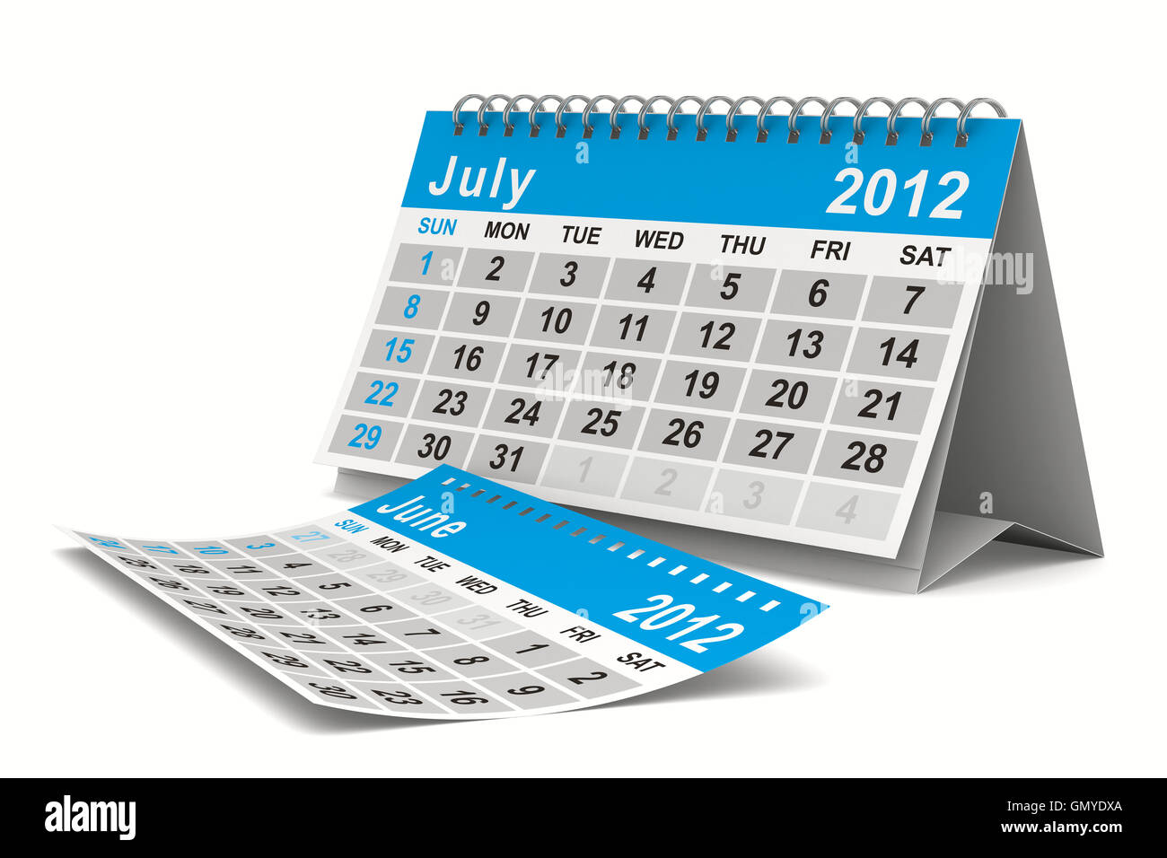 2012 year calendar. July. Isolated 3D image Stock Photo - Alamy