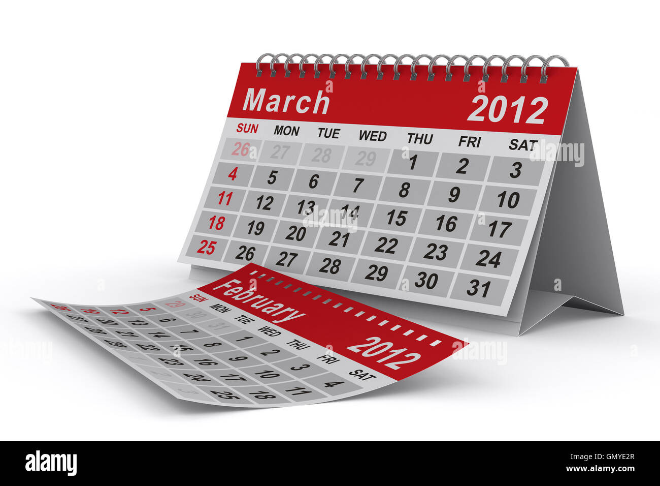 2012 year calendar. March. Isolated 3D image Stock Photo - Alamy