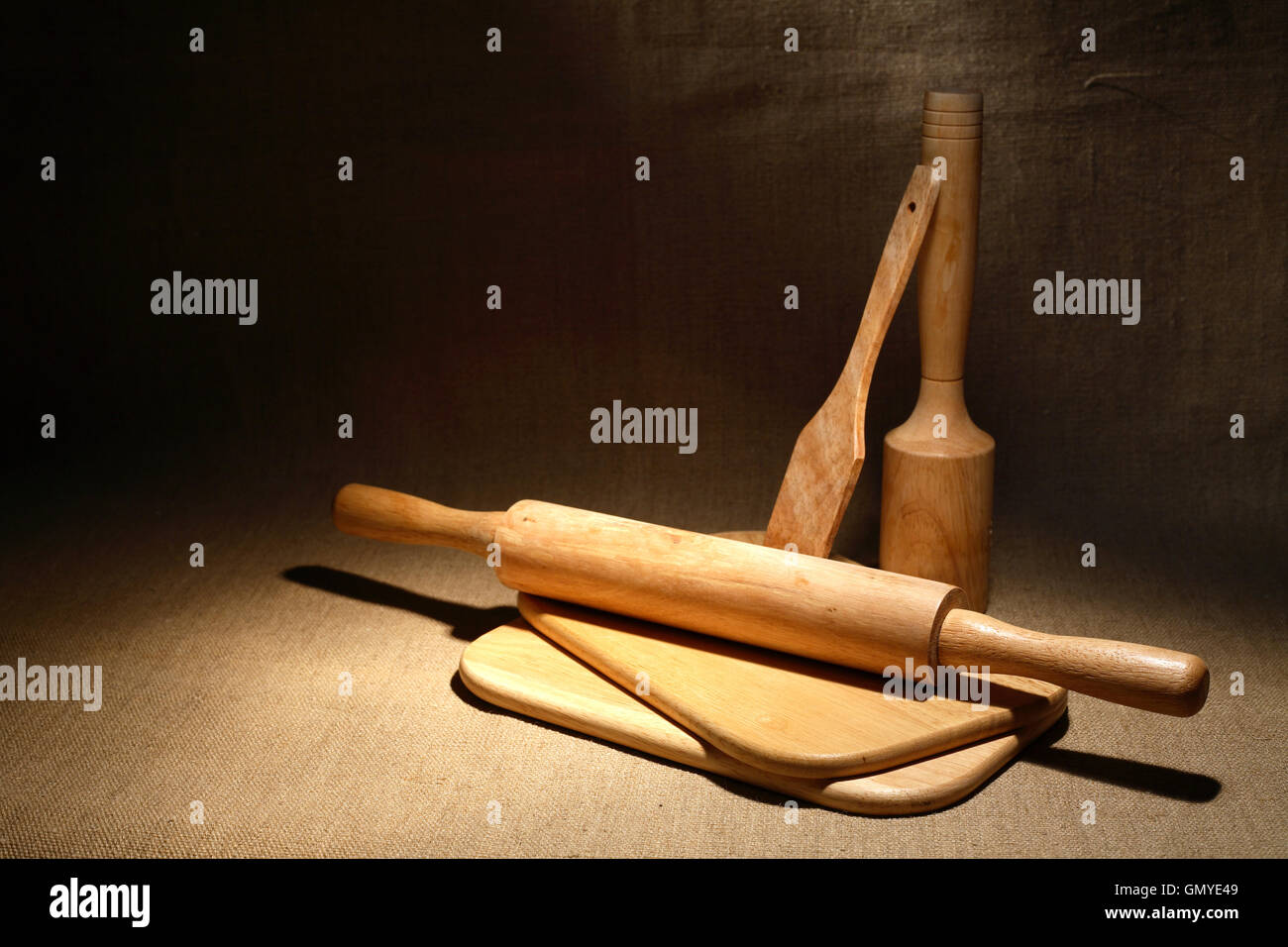Wooden Kitchen Utensils Stock Photo - Alamy