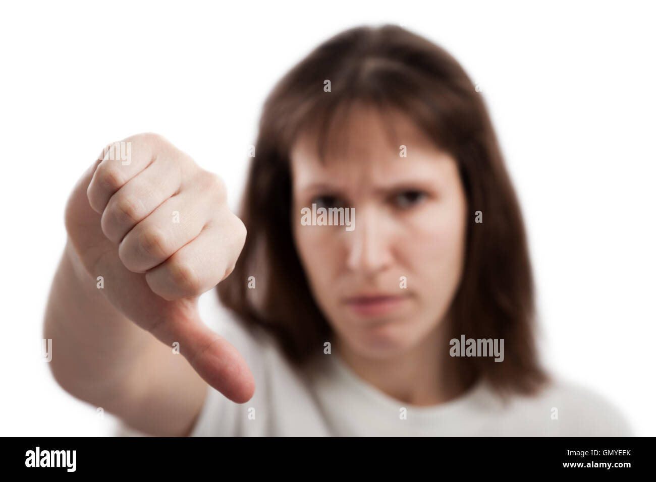 Women gesturing thumb down Stock Photo - Alamy