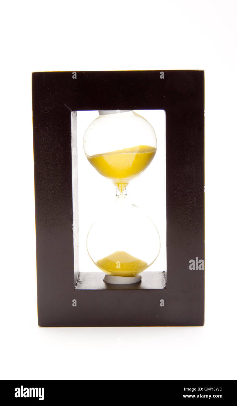 Sand clock isolated on white Stock Photo - Alamy