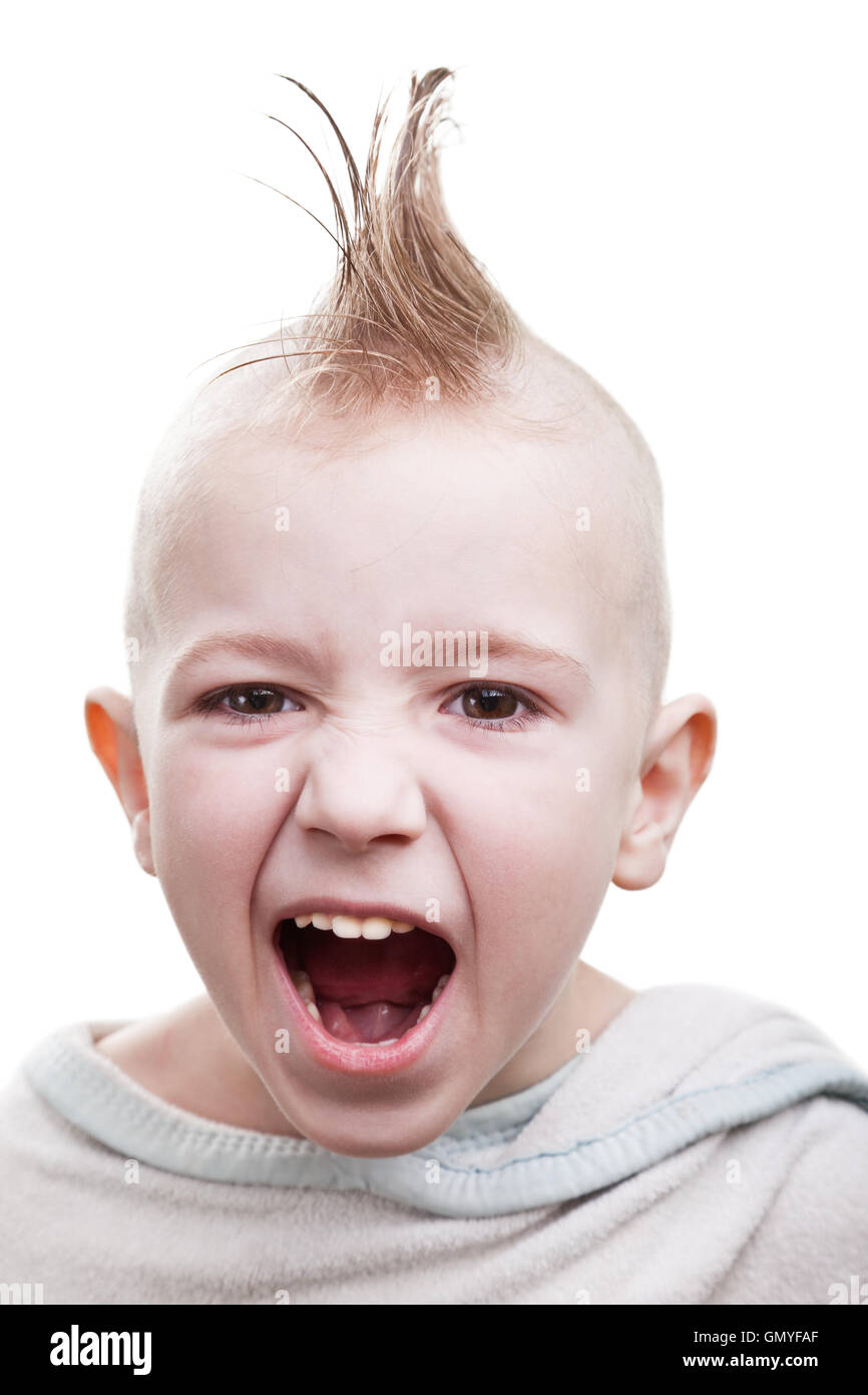 Punk hair child grin Stock Photo - Alamy
