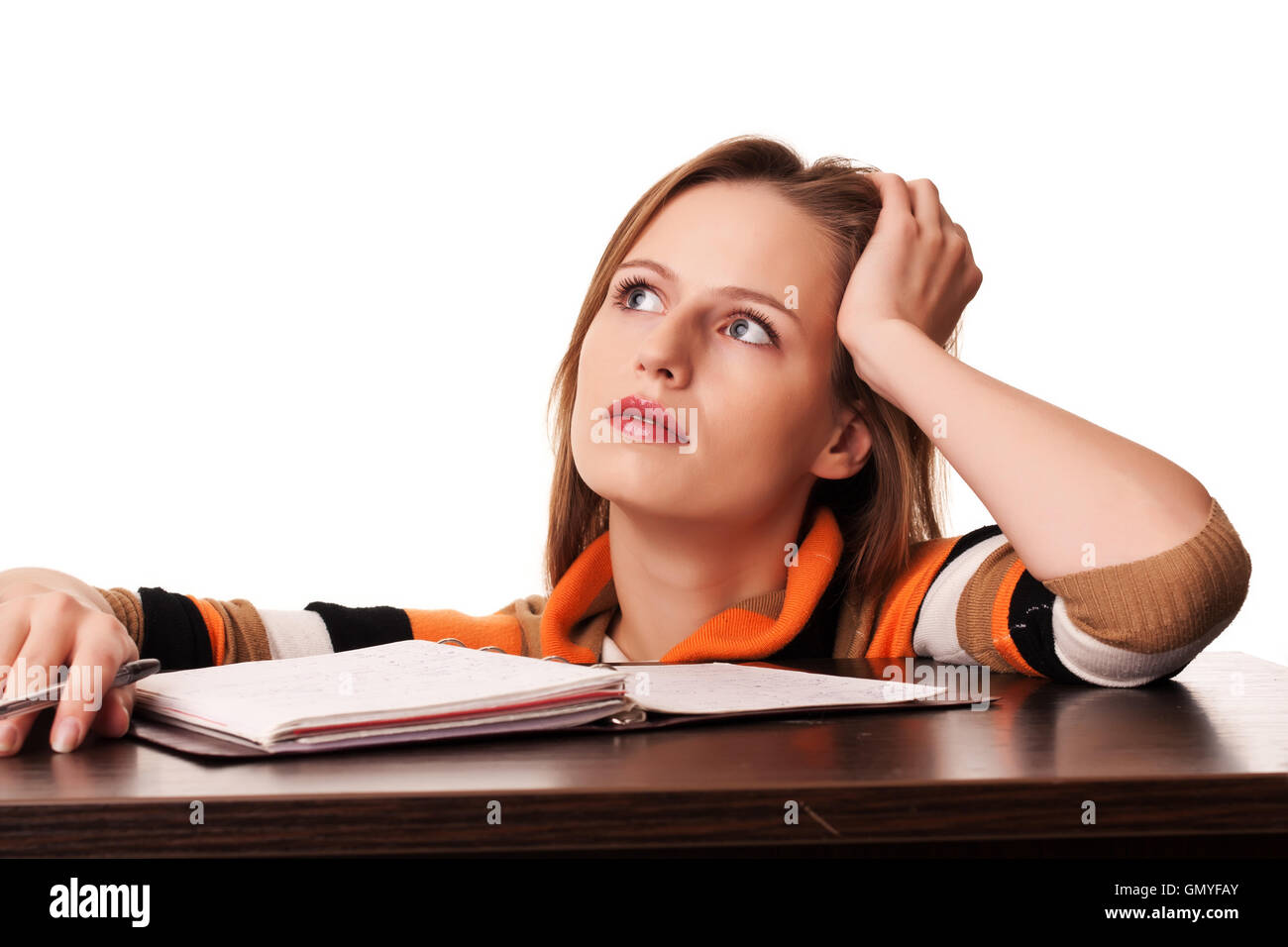 Young student girl dreaming on lesson Stock Photo - Alamy