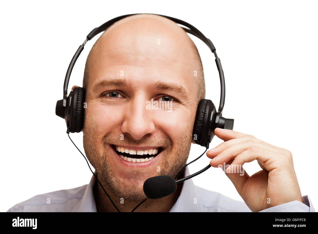 Business man with headphones Stock Photo - Alamy