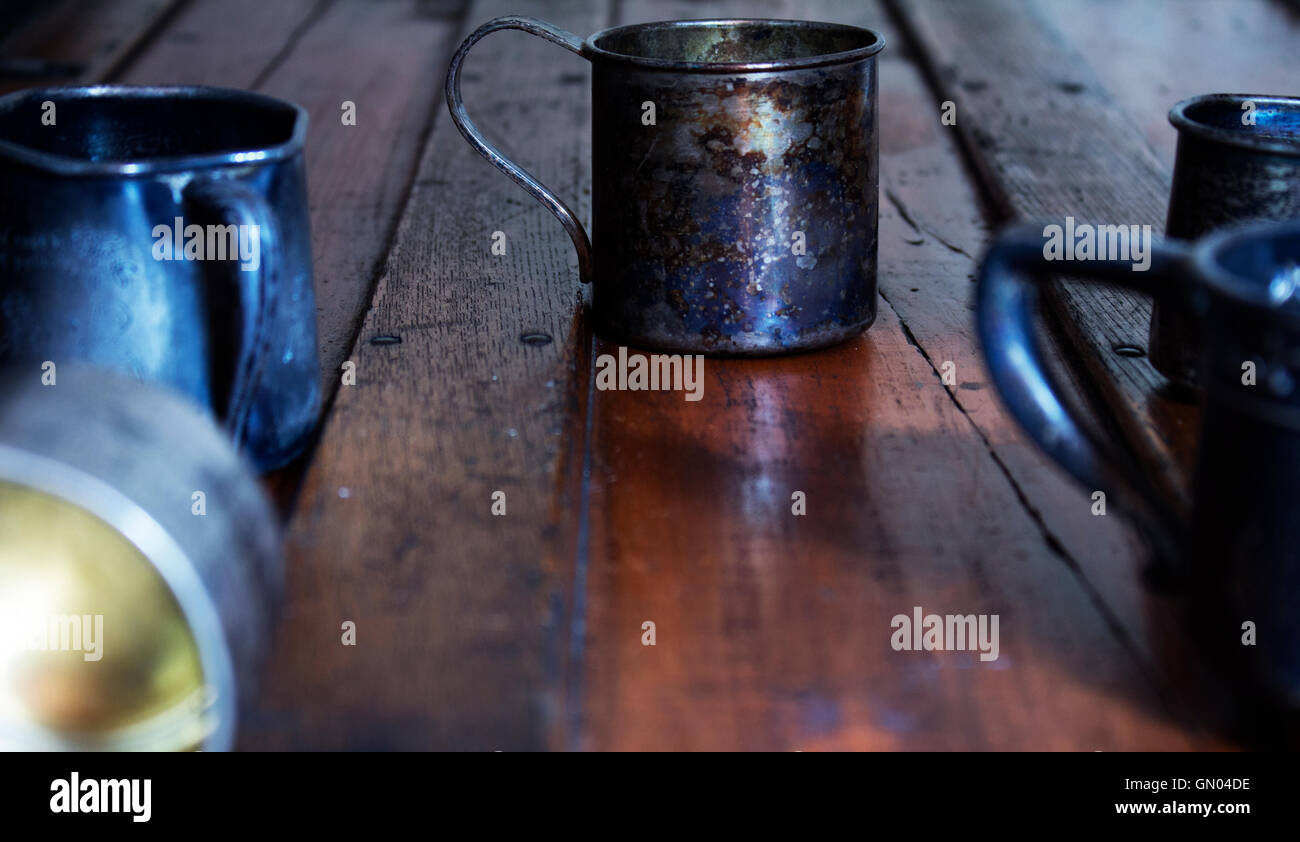 Old metal cups Stock Photo - Alamy