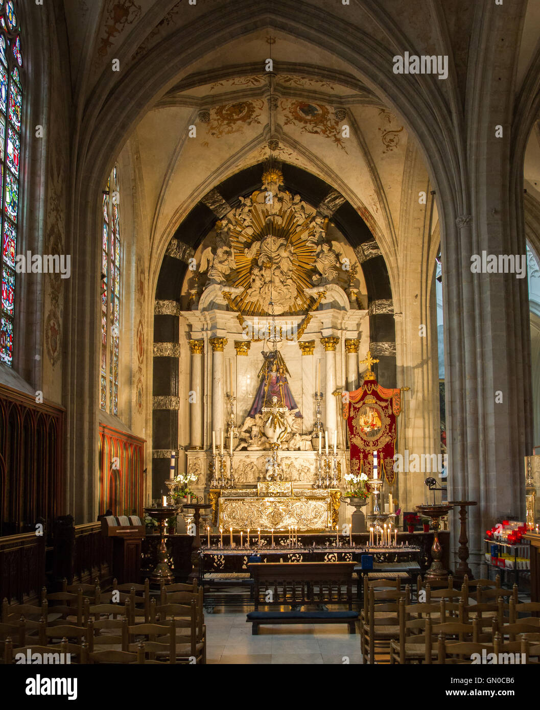 Inside of a creepy old church - Vintage dirty look Stock Photo - Alamy