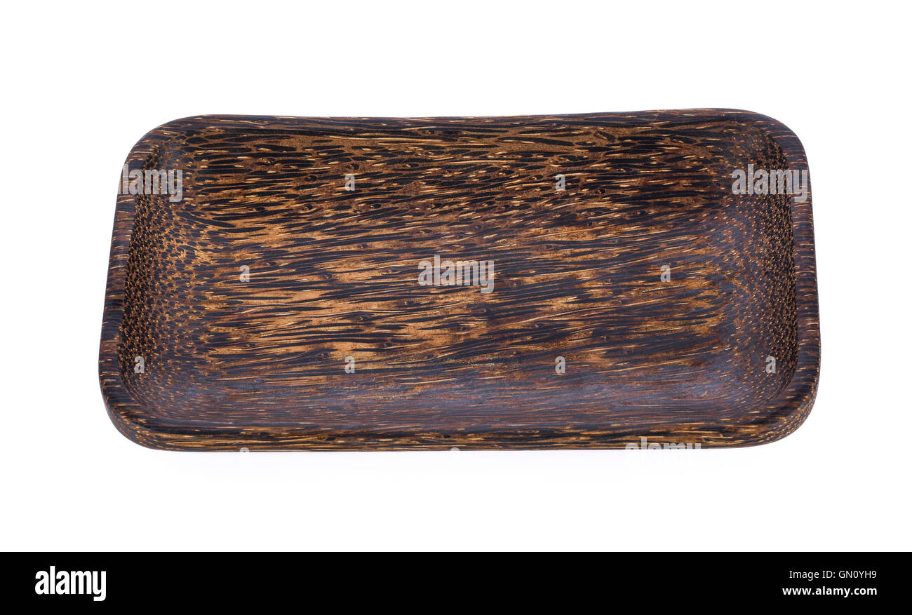Palm wood dish isolated on white background Stock Photo - Alamy