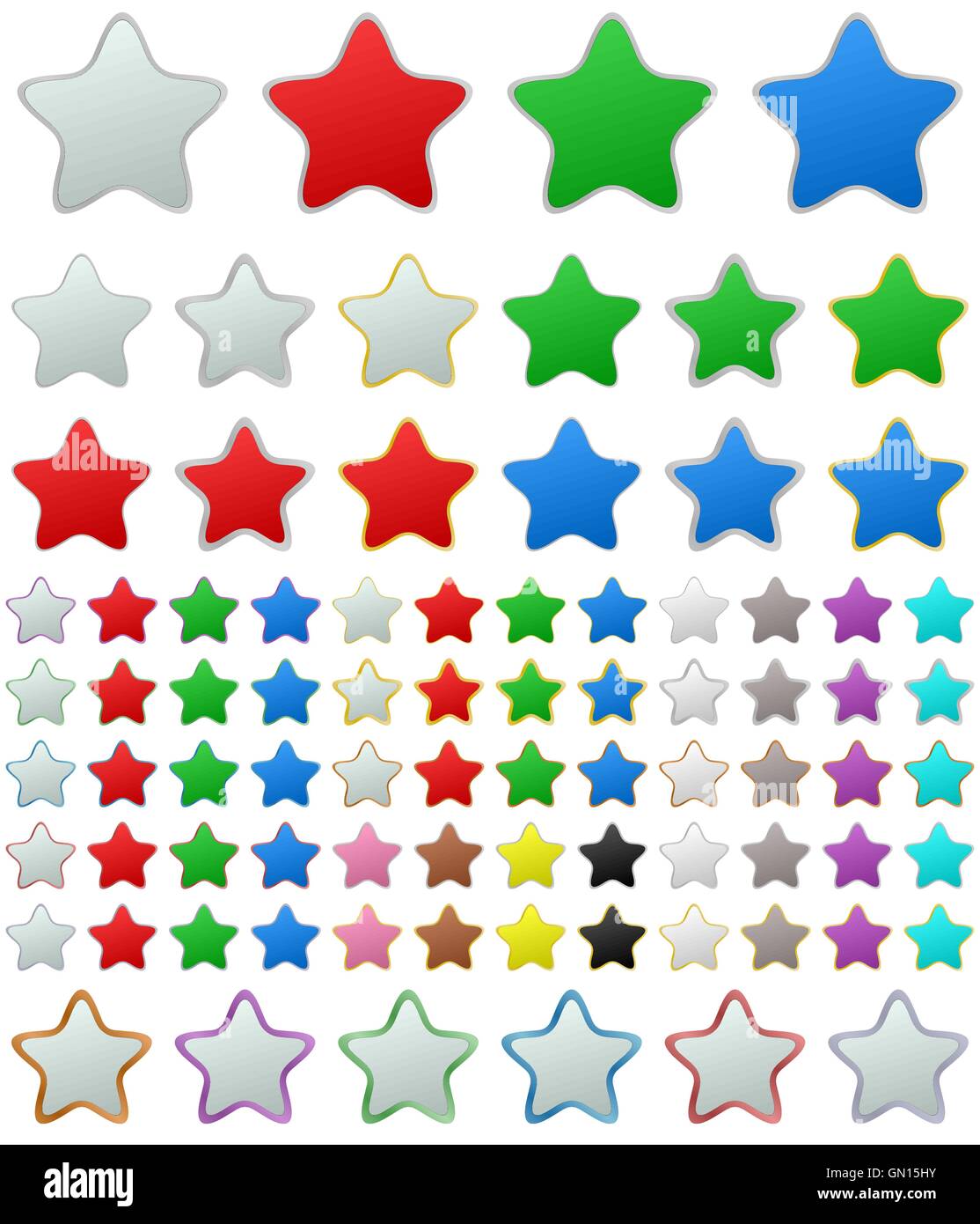 Color metallic rounded star button set Stock Vector Image & Art - Alamy