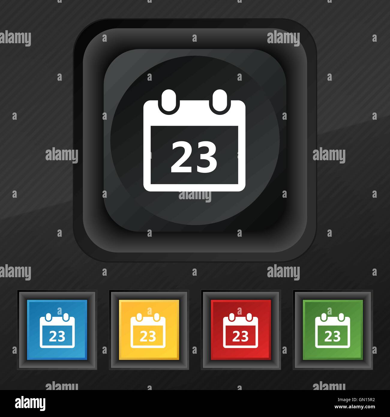 calendar page icon symbol. Set of five colorful, stylish buttons on ...