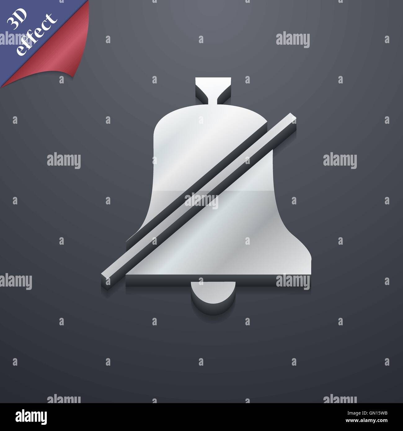 No bell, Prohibition icon symbol. 3D style. Trendy, modern design with ...