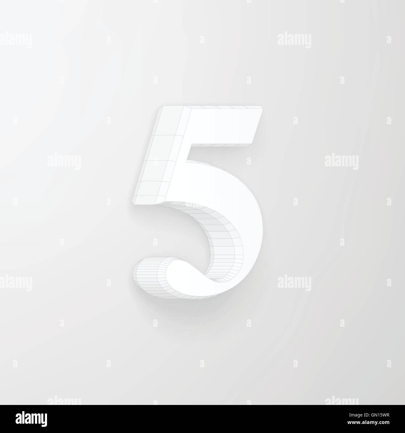 Alphabet collection: wireframe of 3d character 5, vector Stock Vector ...