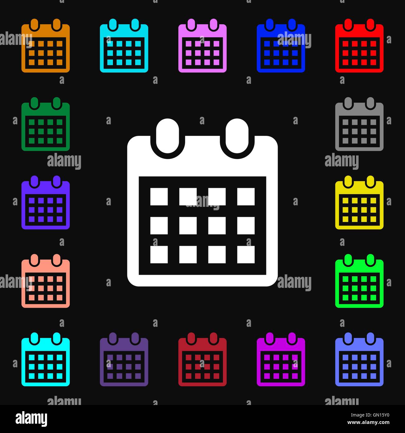 calendar page icon sign. Lots of colorful symbols for your design ...