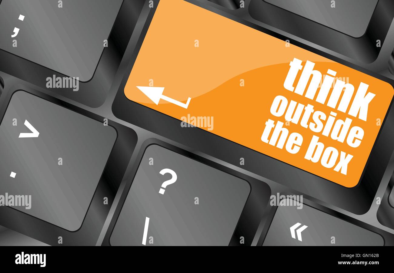 think outside the box words, message on enter key of keyboard, vector ...