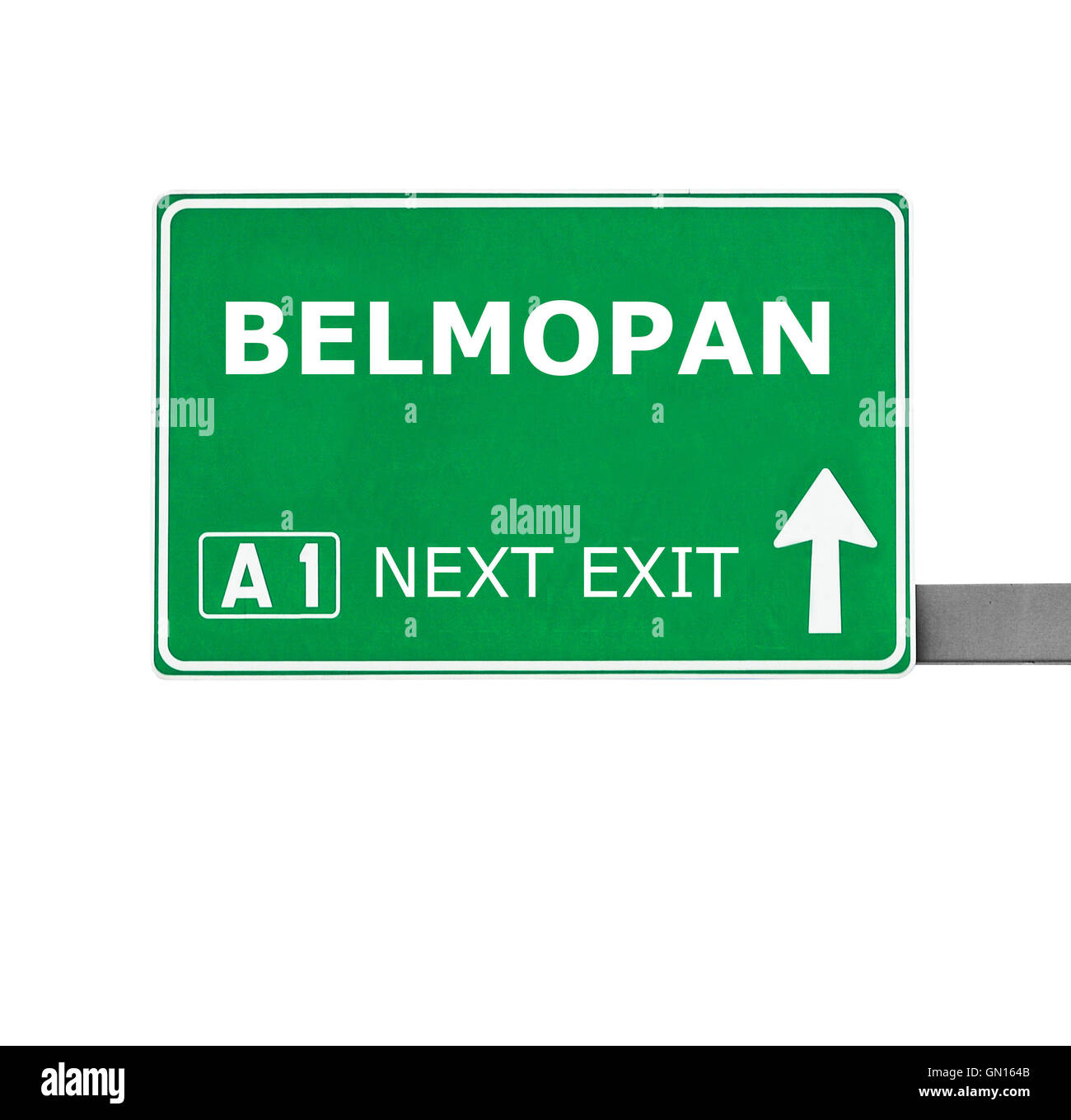 BELMOPAN road sign isolated on white Stock Photo - Alamy