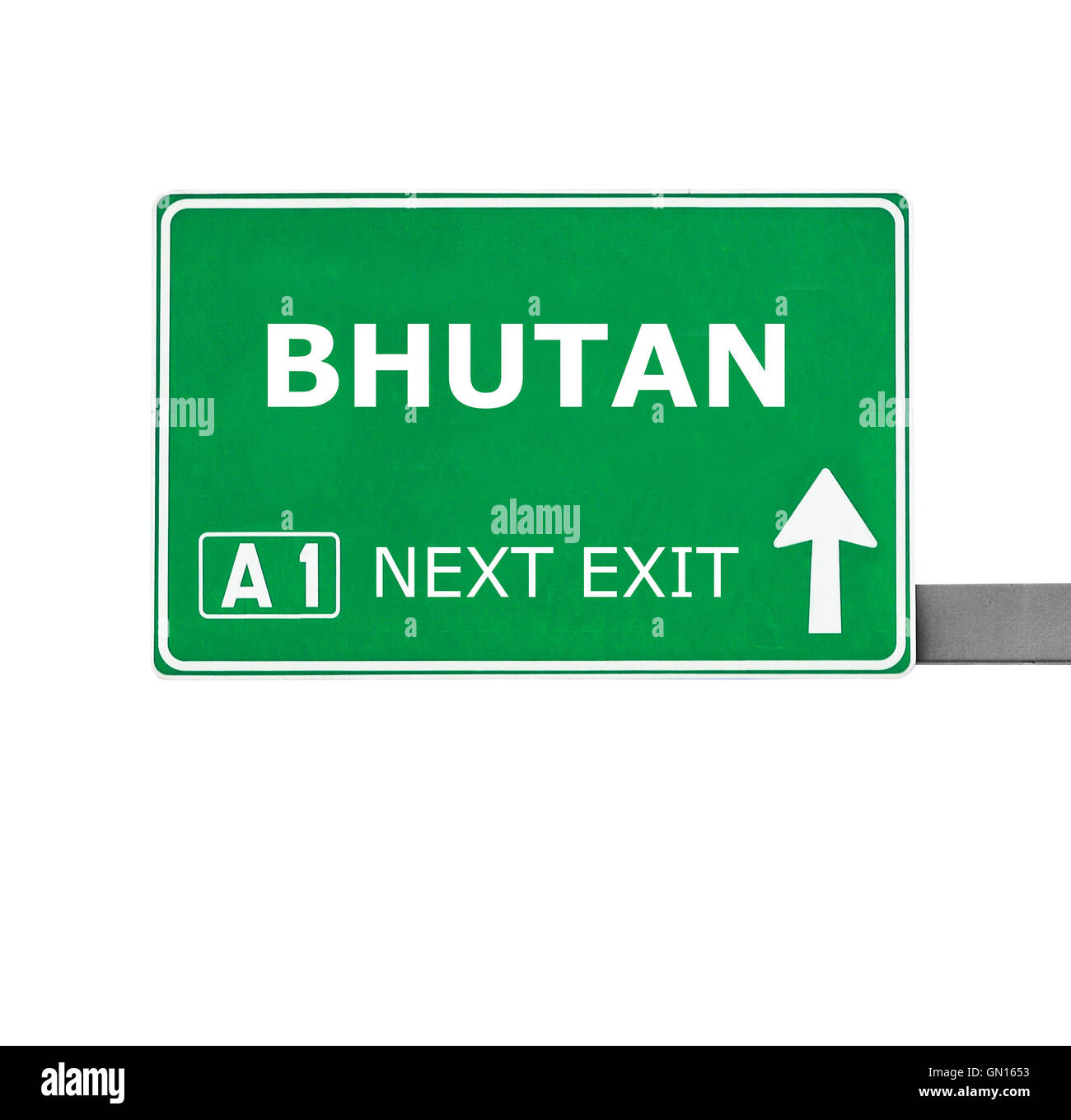 BHUTAN road sign isolated on white Stock Photo - Alamy