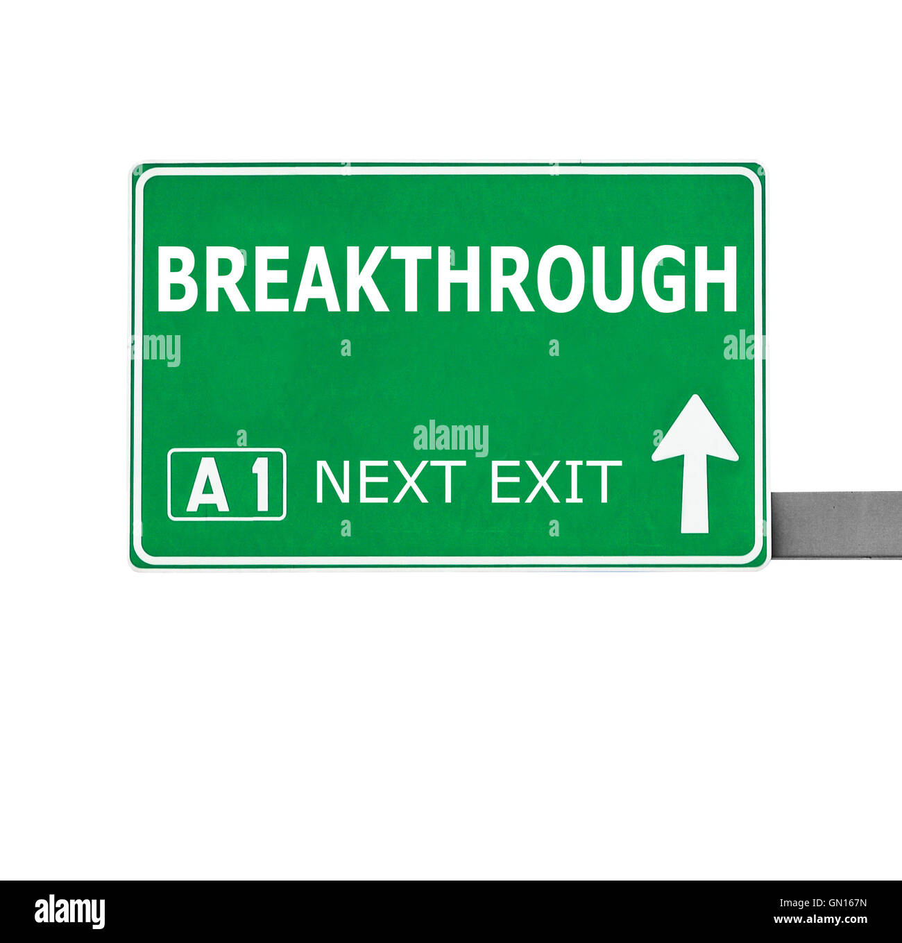BREAKTHROUGH road sign isolated on white Stock Photo - Alamy