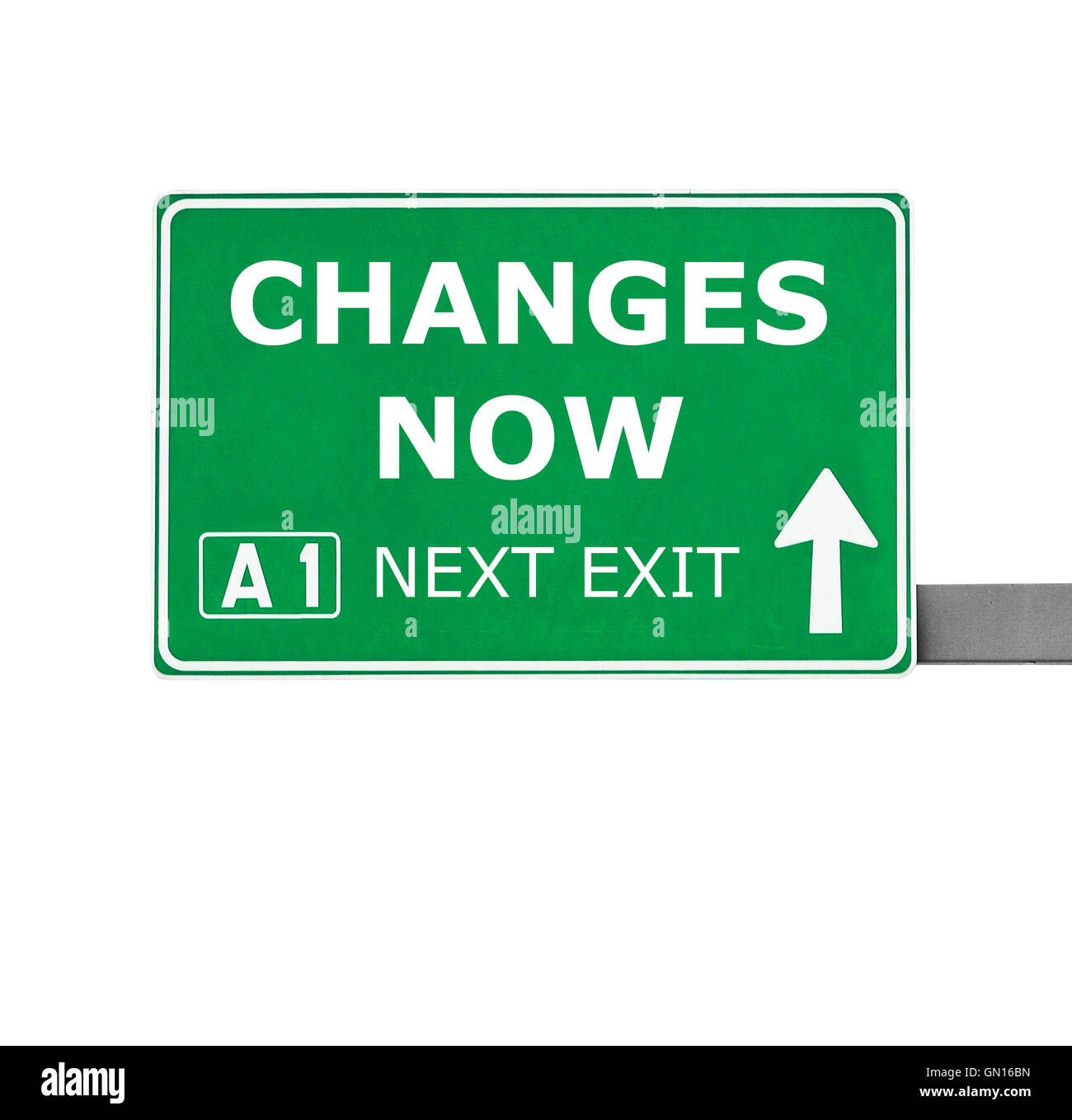 CHANGES NOW road sign isolated on white Stock Photo - Alamy