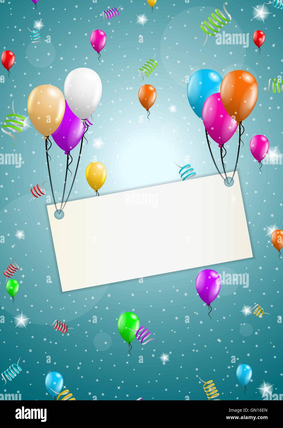 flying balloons with blank paper Stock Vector Image & Art - Alamy