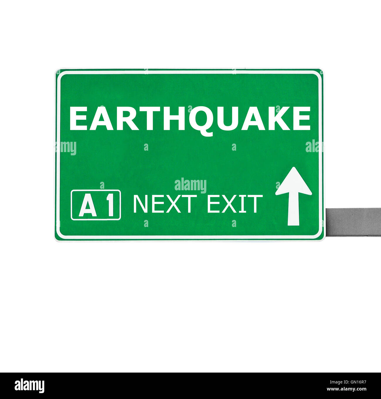 EARTHQUAKE road sign isolated on white Stock Photo - Alamy