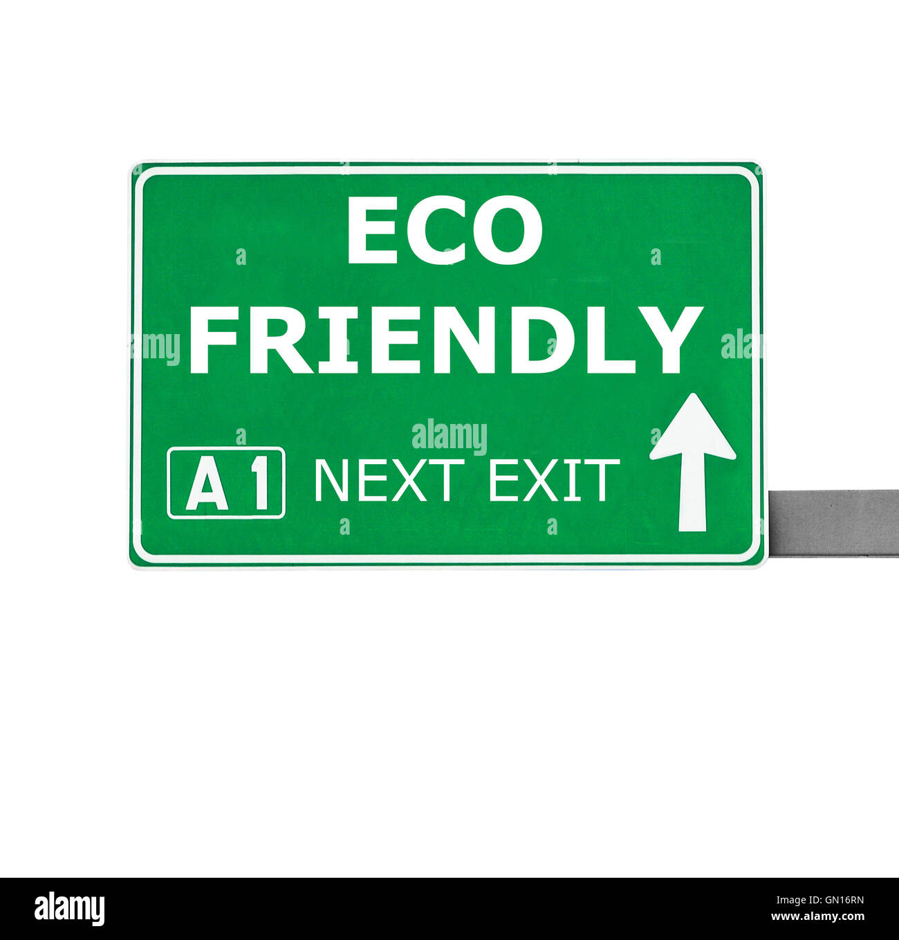 ECO FRIENDLY road sign isolated on white Stock Photo - Alamy