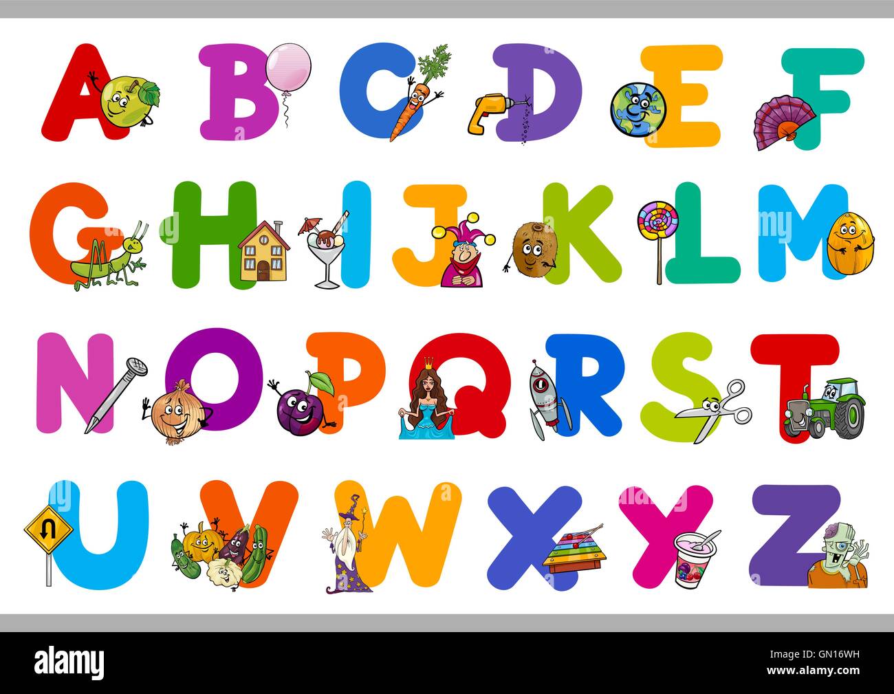 educational cartoon alphabet for kids Stock Vector Image & Art - Alamy