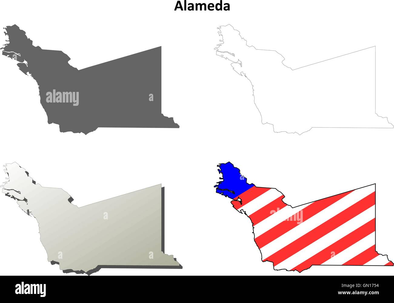 Alameda County, California outline map set Stock Vector Image & Art - Alamy