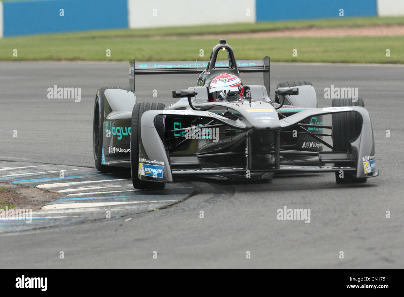 Adam Carroll driving during a testing day for the Formula E motor ...