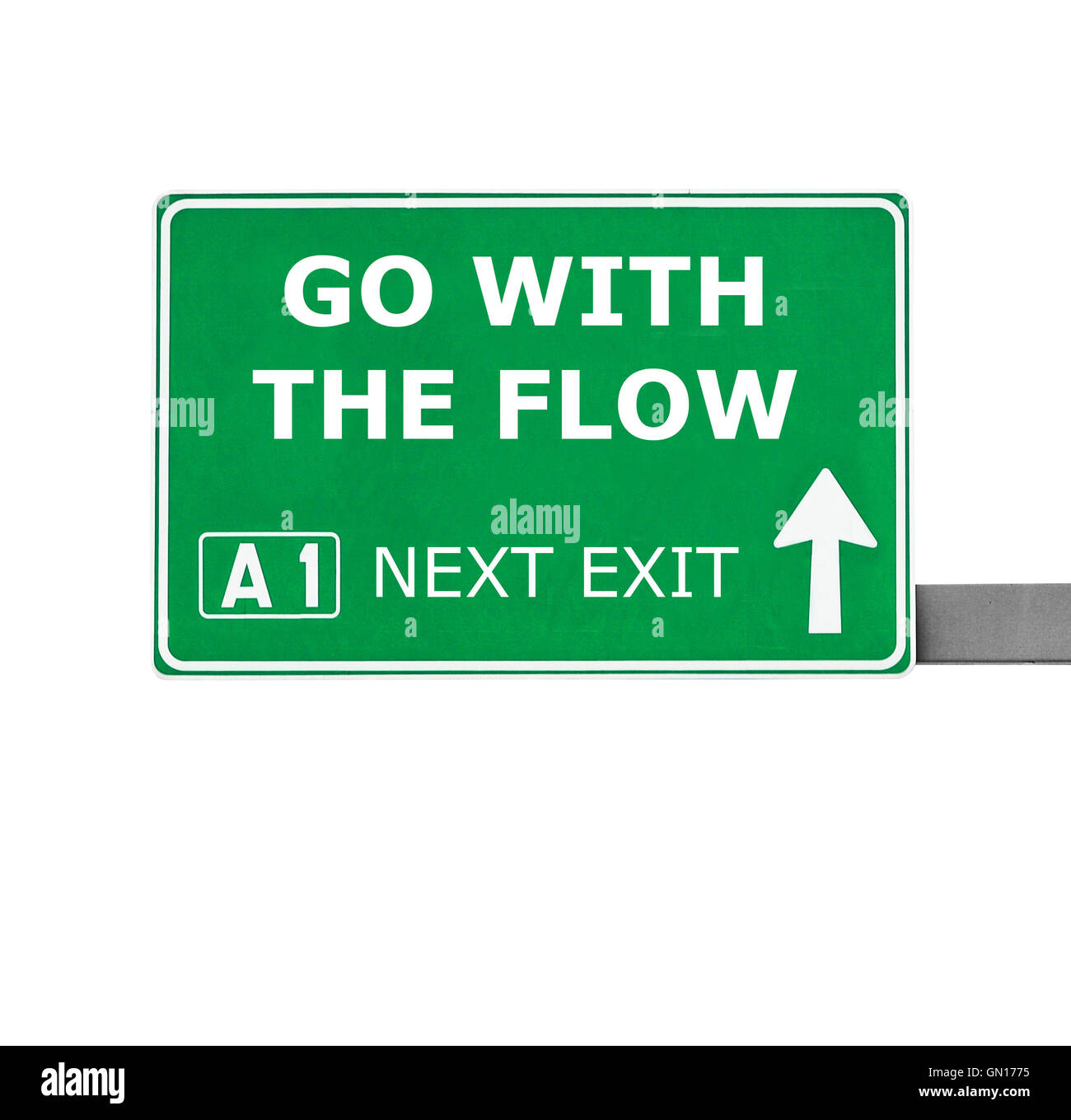 GO WITH THE FLOW road sign isolated on white Stock Photo - Alamy