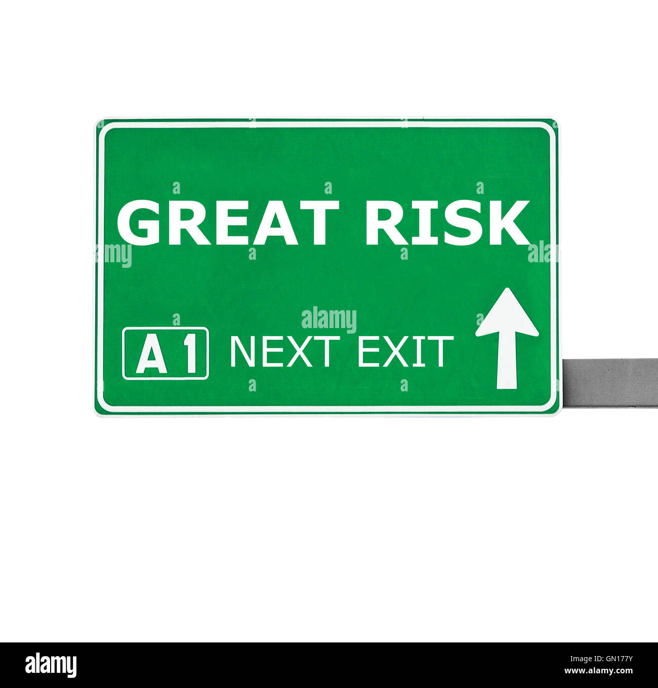 GREAT RISK road sign isolated on white Stock Photo - Alamy