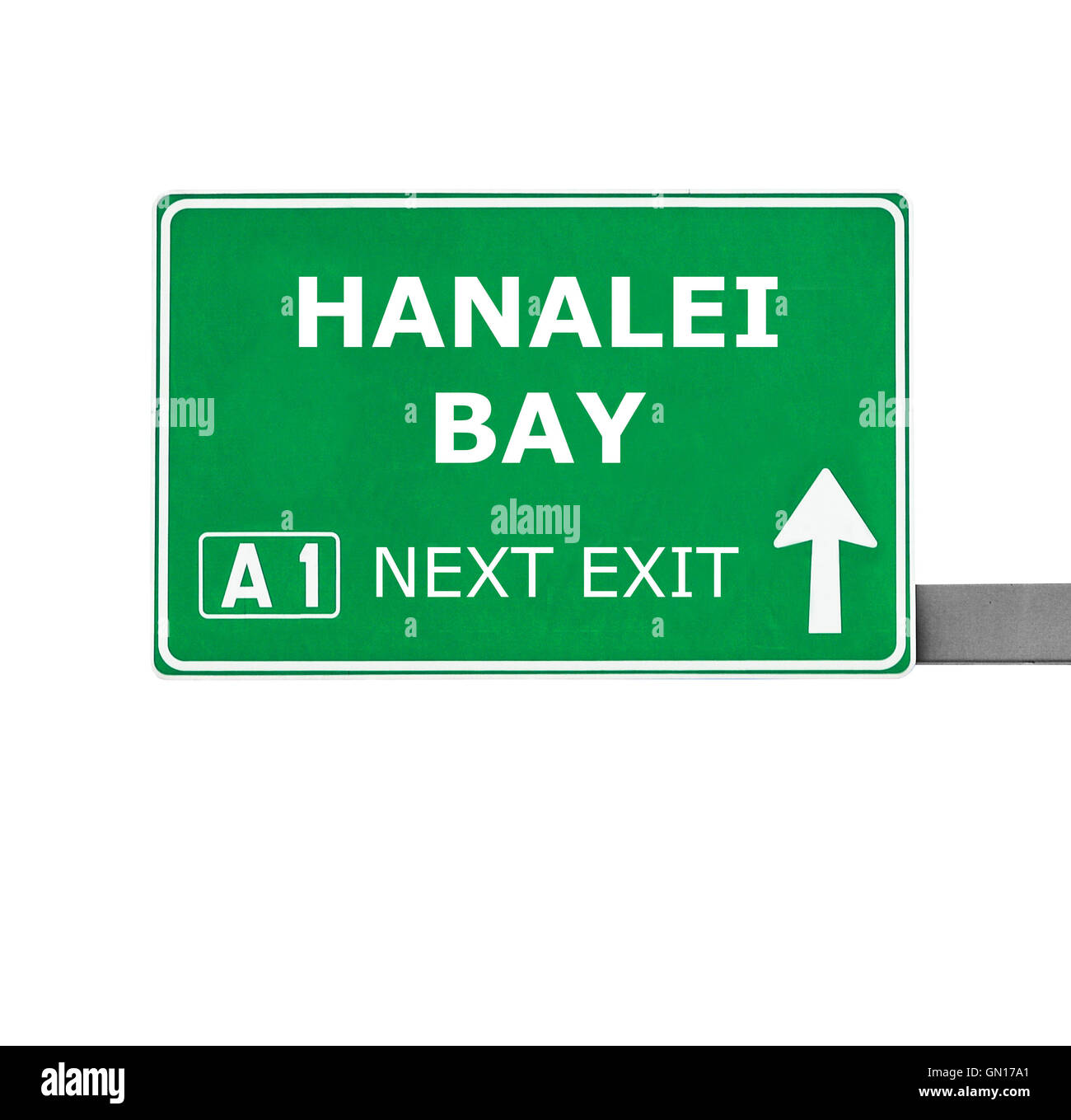 HANALEI BAY road sign isolated on white Stock Photo - Alamy
