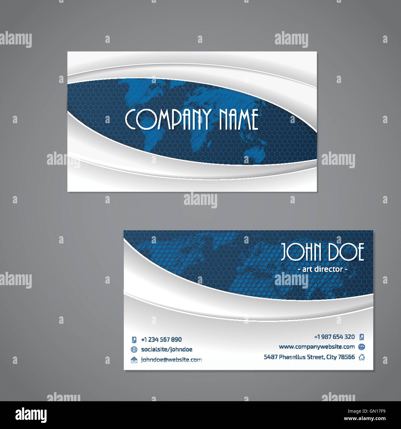 Blue scribbled map business card template Stock Vector Image & Art - Alamy