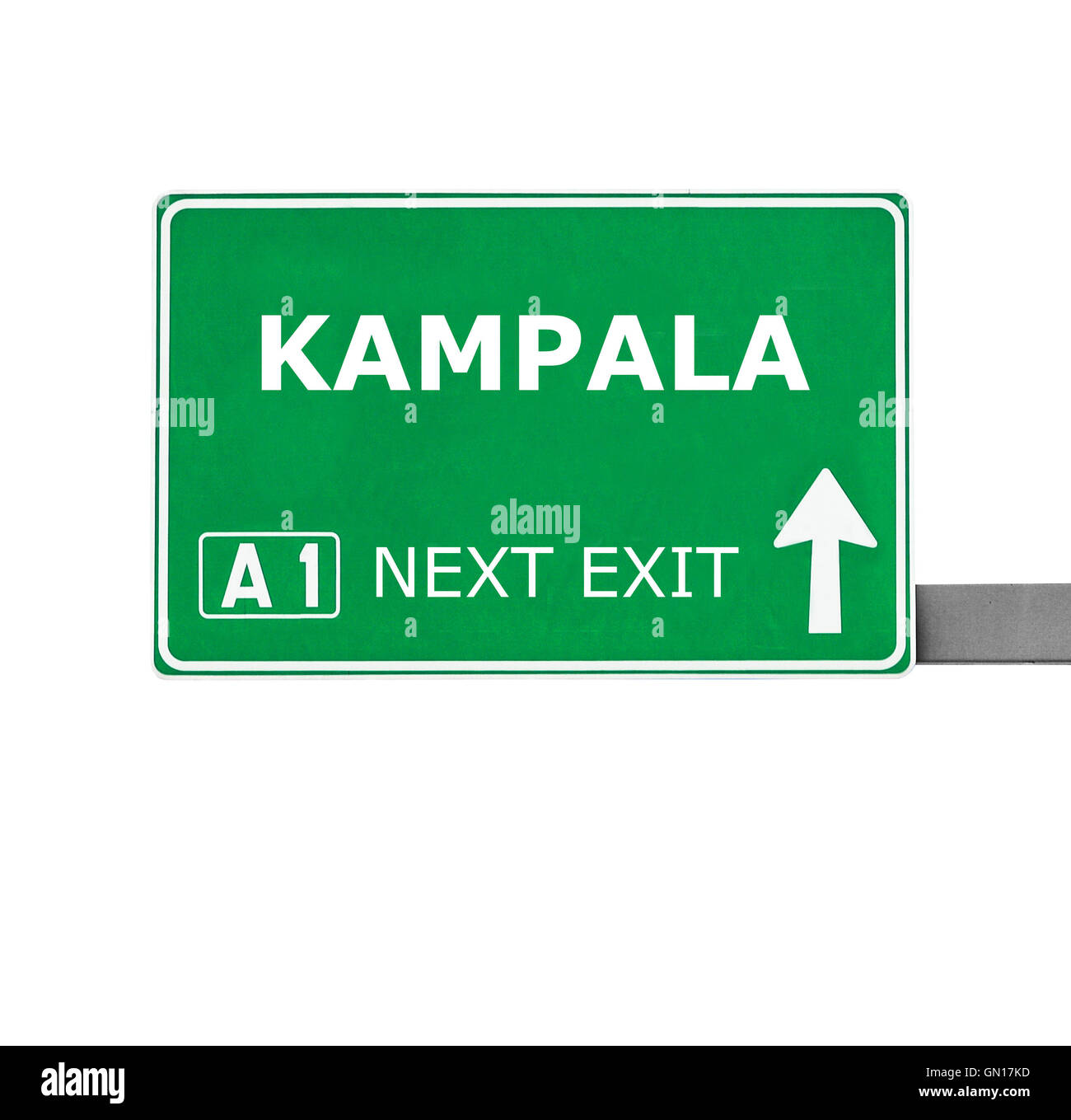 KAMPALA road sign isolated on white Stock Photo - Alamy