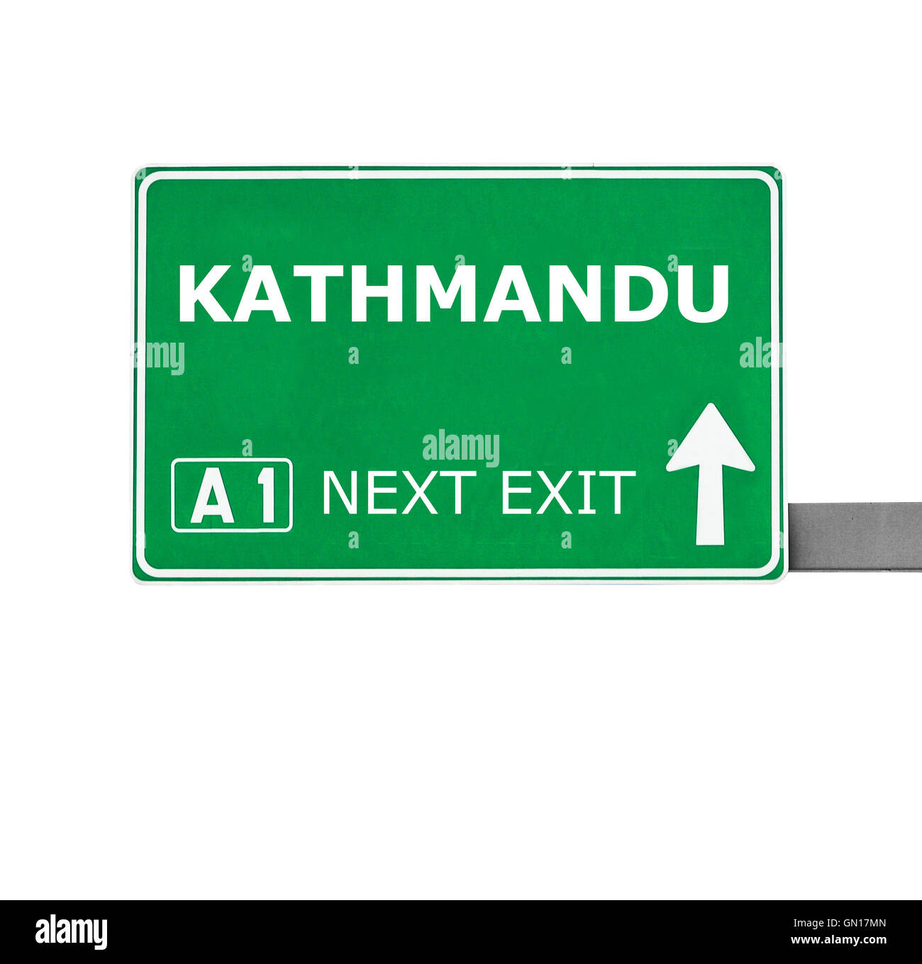KATHMANDU road sign isolated on white Stock Photo - Alamy