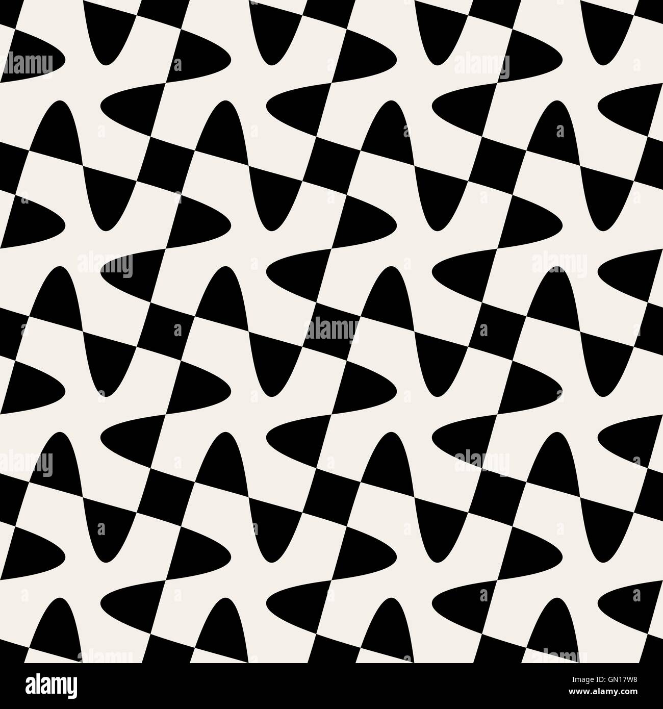 Seamless Black White Vector Geometric Swirl Cross Checker Pattern Stock ...