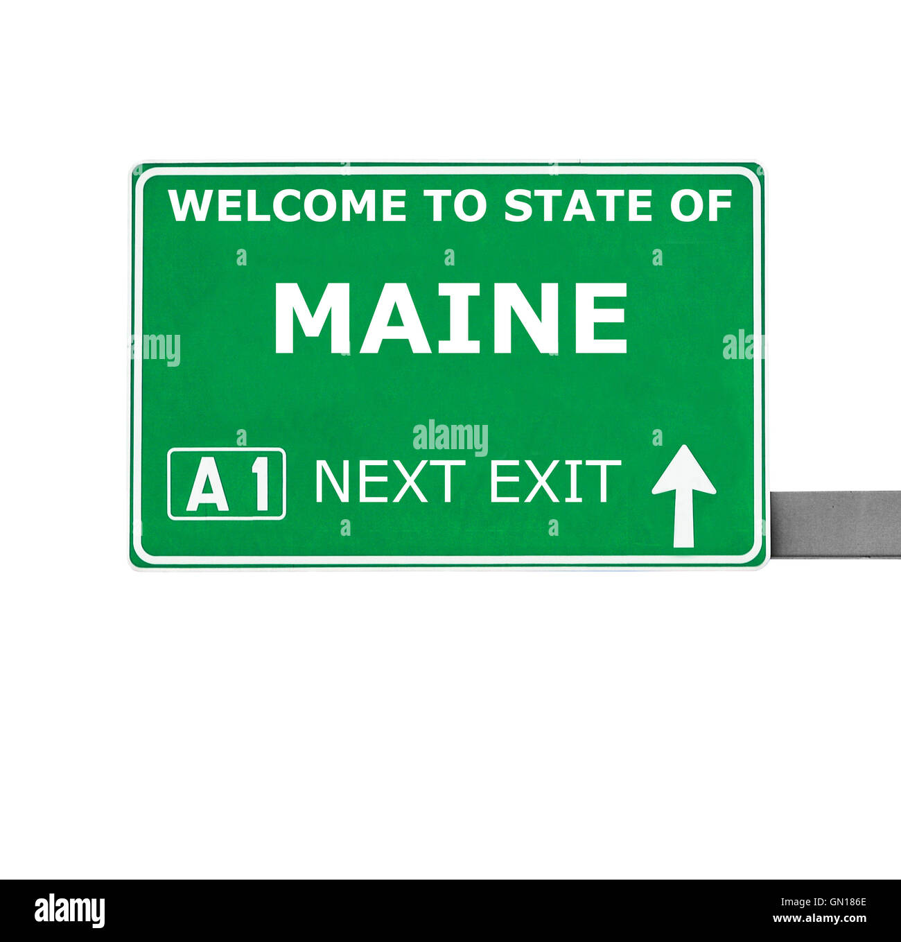 MAINE road sign isolated on white Stock Photo - Alamy