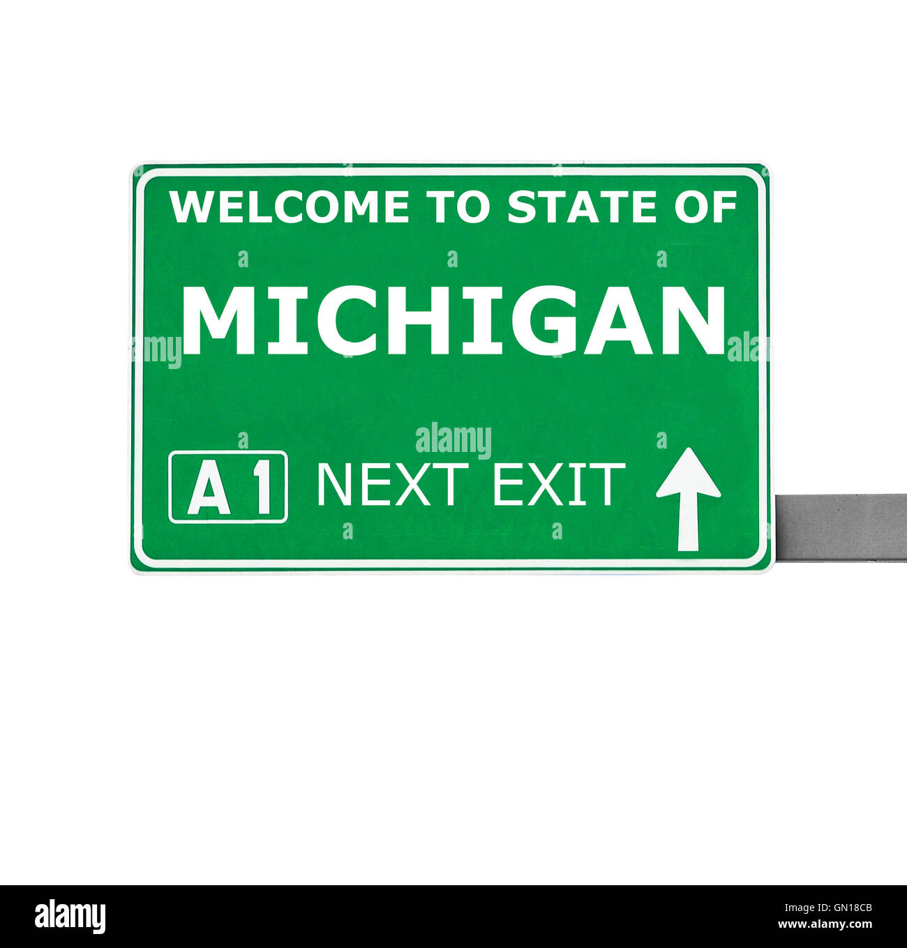 MICHIGAN road sign isolated on white Stock Photo - Alamy